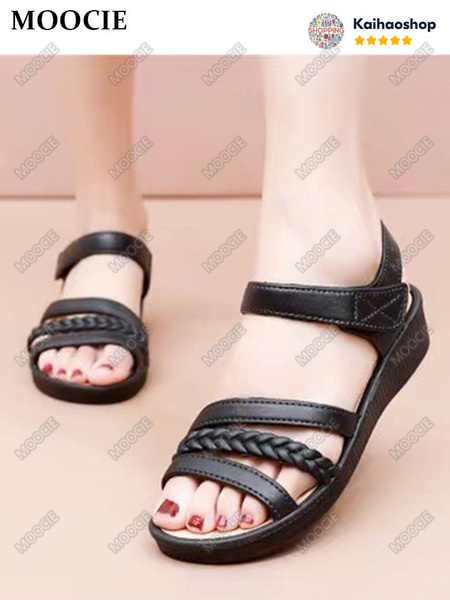 Босоножки Женский MOOCIE Без каблука ABS пластик, Искусственная кожа, размер 38 Толстая подошва ...