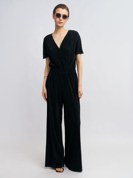 Комбинезон Женский Zolla, размер 42, рост 164-176 черный Лето Повседневный Полиэстер Короткий ...