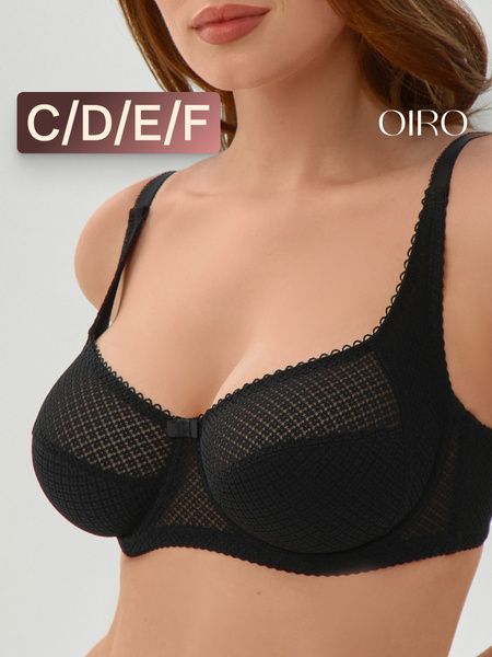 Бюстгальтер Женский OIRO мягкая чашка на каркасе, на косточках, размер 85E черный Нейлон ...