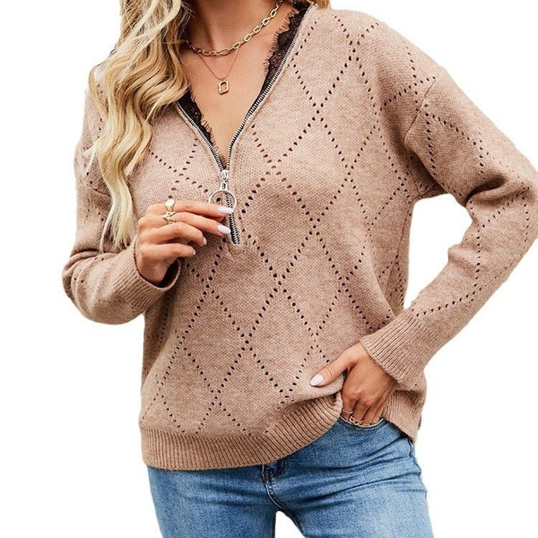 Свитер Женский Plimea защитный хаки, размер 42, 44 Молния Молния оверсайз Длинный Россия ...