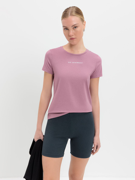 Футболка Женский EA7 пыльная роза, размер 40, 42 Хлопок, Модал Повседневный Турция купить c ...