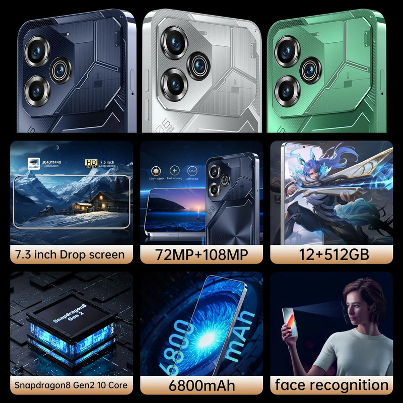 Astarry Мобильный телефон Pova 6 Pro Смартфон Android 13 телефон ...