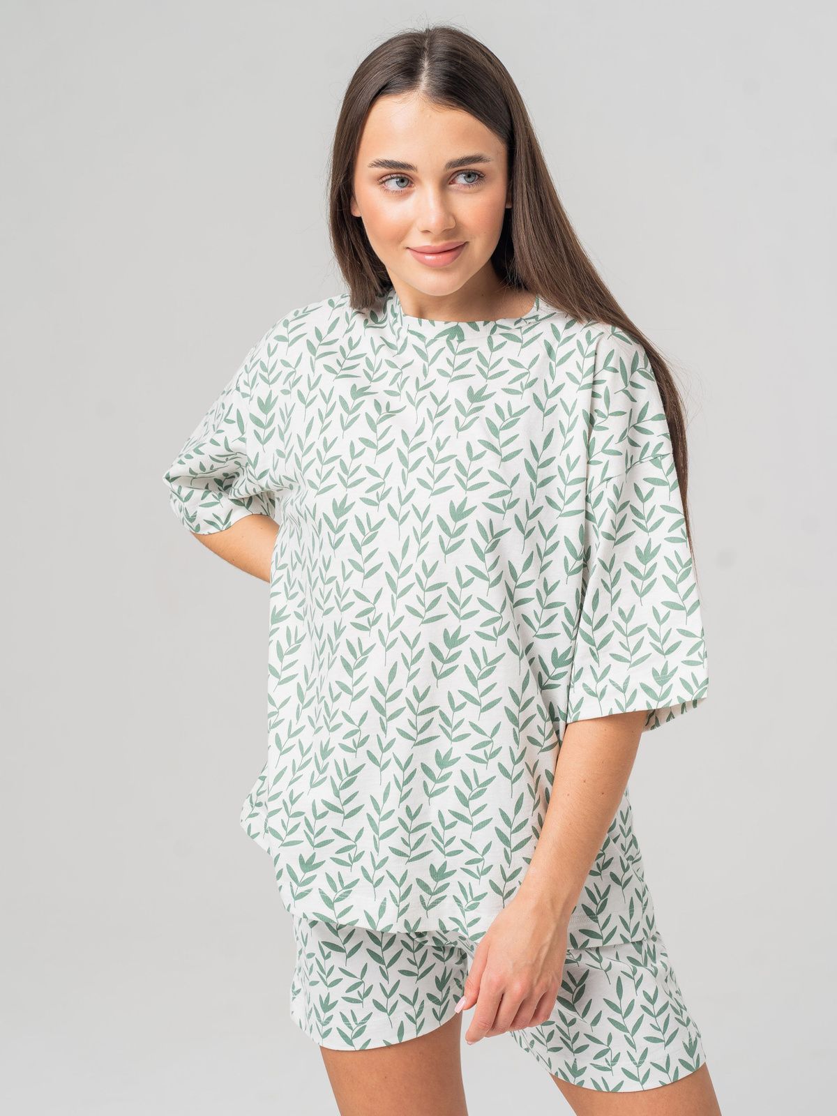 Пижама Женский Instreet с рубашкой Хлопок, размер 44 Другое бежевый Длинный Россия Карманы ...