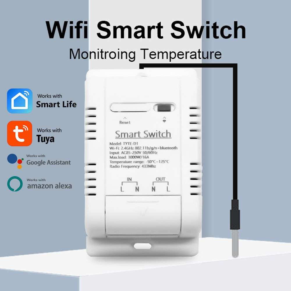 Tuya Умный WiFi+RF433 AC 85-250V 16A реле датчиком температуры купить на OZON по низкой цене ...