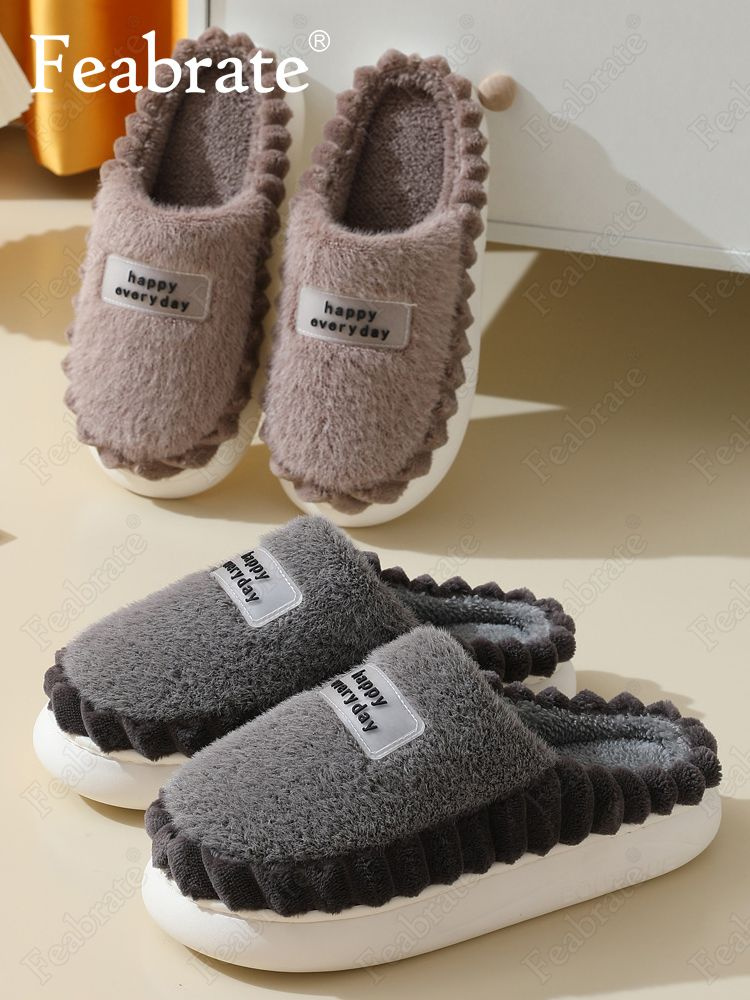 Тапочки Мужской Feabrate, размер 42, 43 серый Круглый нос, Толстая подошва Без каблука Без ...