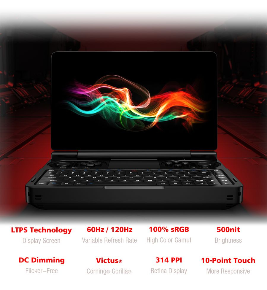 Ноутбук GPD Gamepad Digital, 7, MINI, AMD Ryzen AI 9 HX 370, 32 ГБ, AMD ...