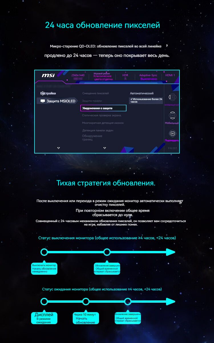 MSI 26.5" Монитор （Hubery）MAG 274QP QD-OLED X24/240Hz/0.03ms (GtG)/2560 x 1440 (WQHD)/QD-OLED ...
