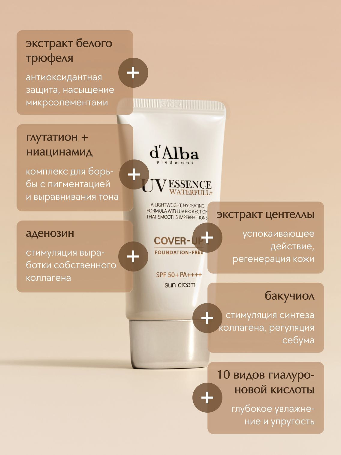 Солнцезащитный крем для осветления тона (бежевый) Waterfull Tone-Up Sun ...