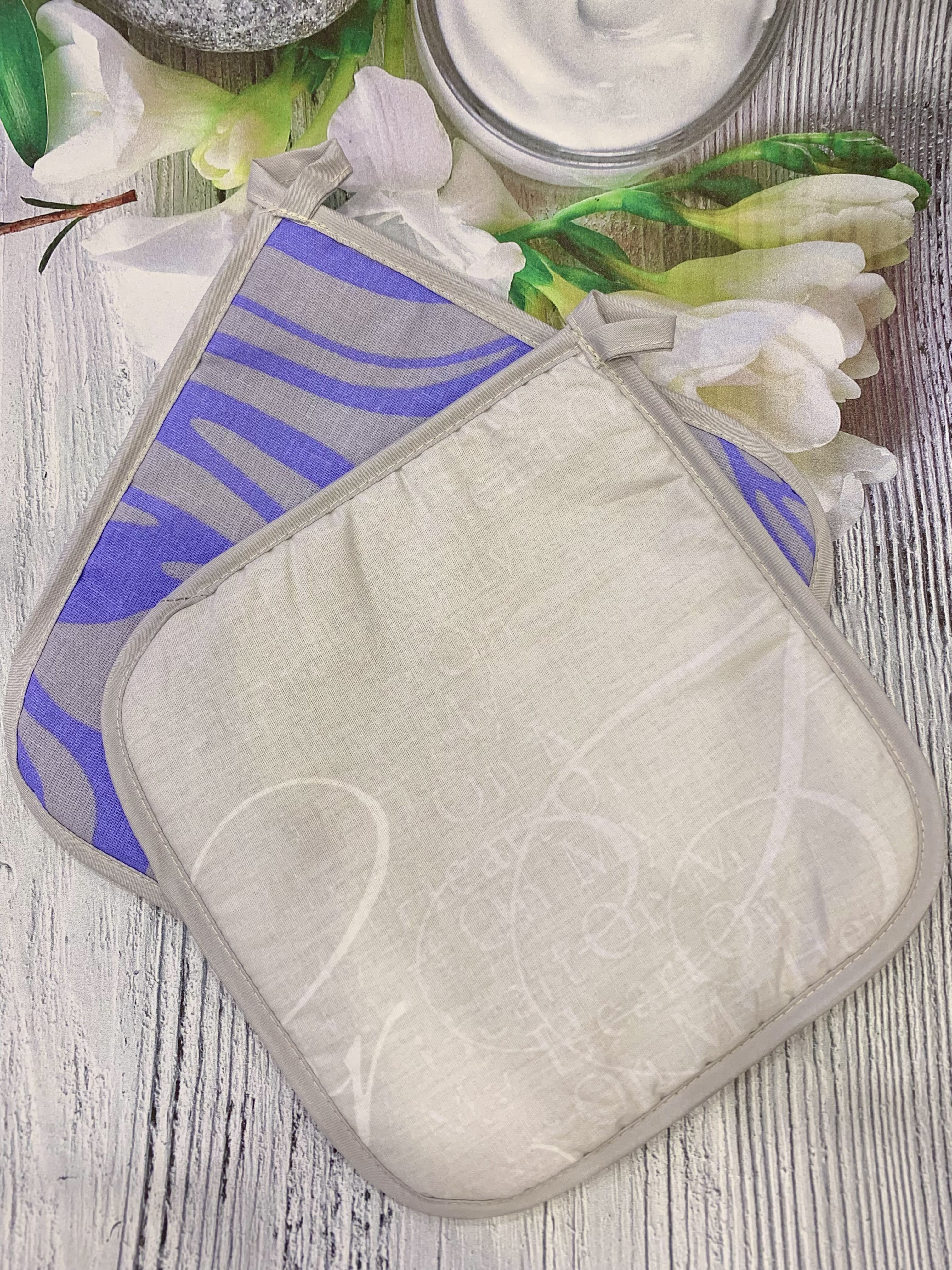 Прихватка, 18x18, 2 шт, серый, фиолетовый, Рогожка, Хлопок купить c ...