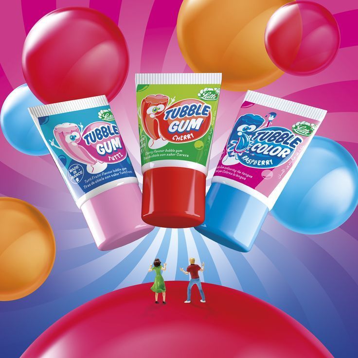 Жевательная резинка Lutti Tubble Gum Tutti/ Cherry/ Framboise Color ...