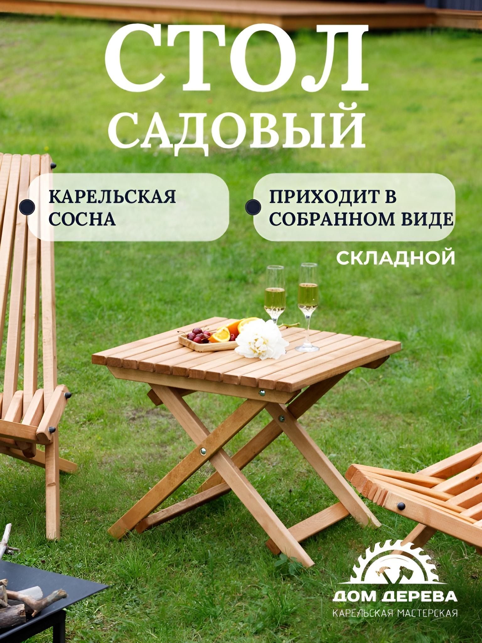 Садовый стол складной деревянный 60х60 из массива сосны окрашенный для ...