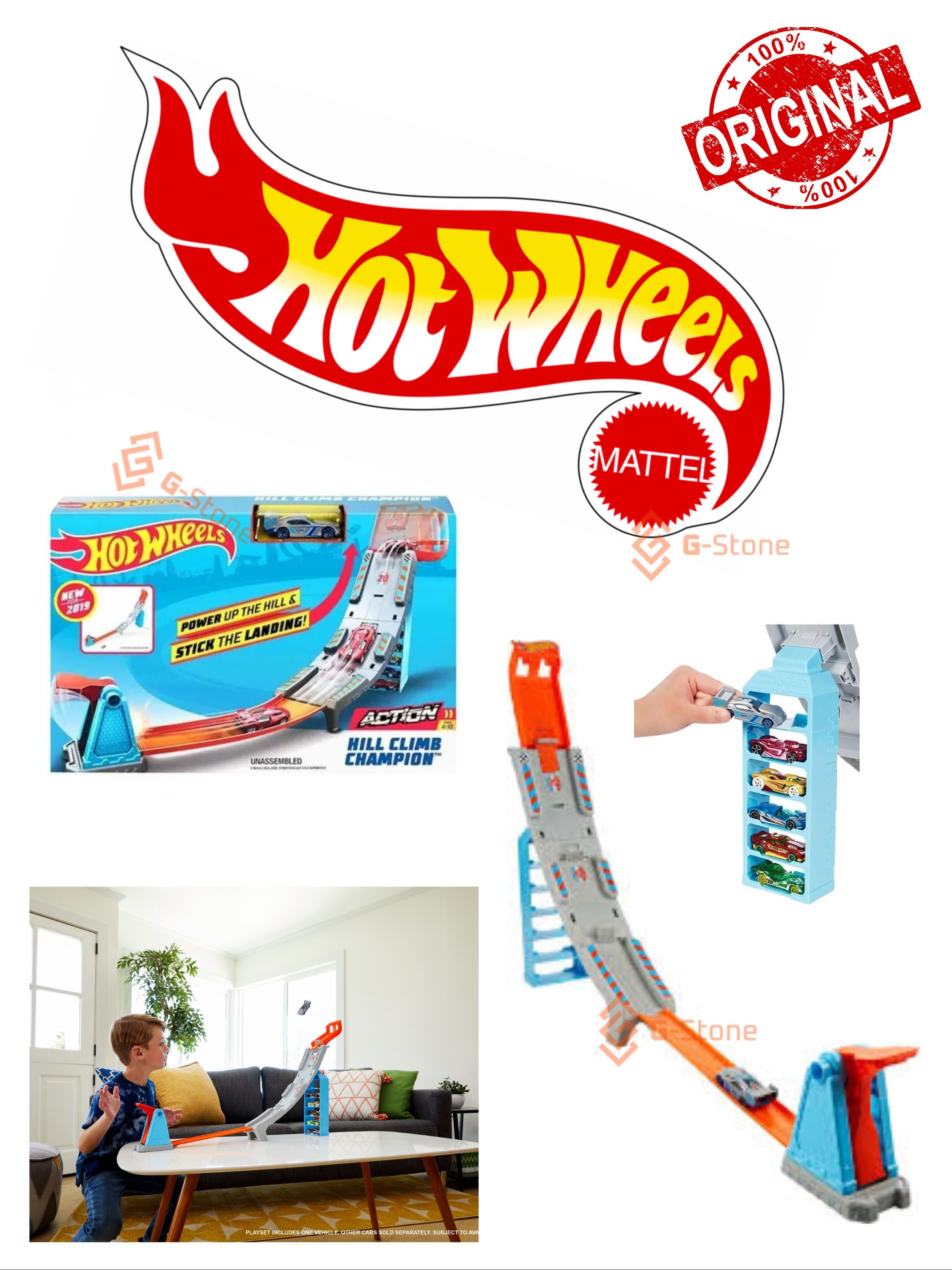 Hot Wheels игровой набор Трек Гоночный Чемпион подъемов желтая машинка ...