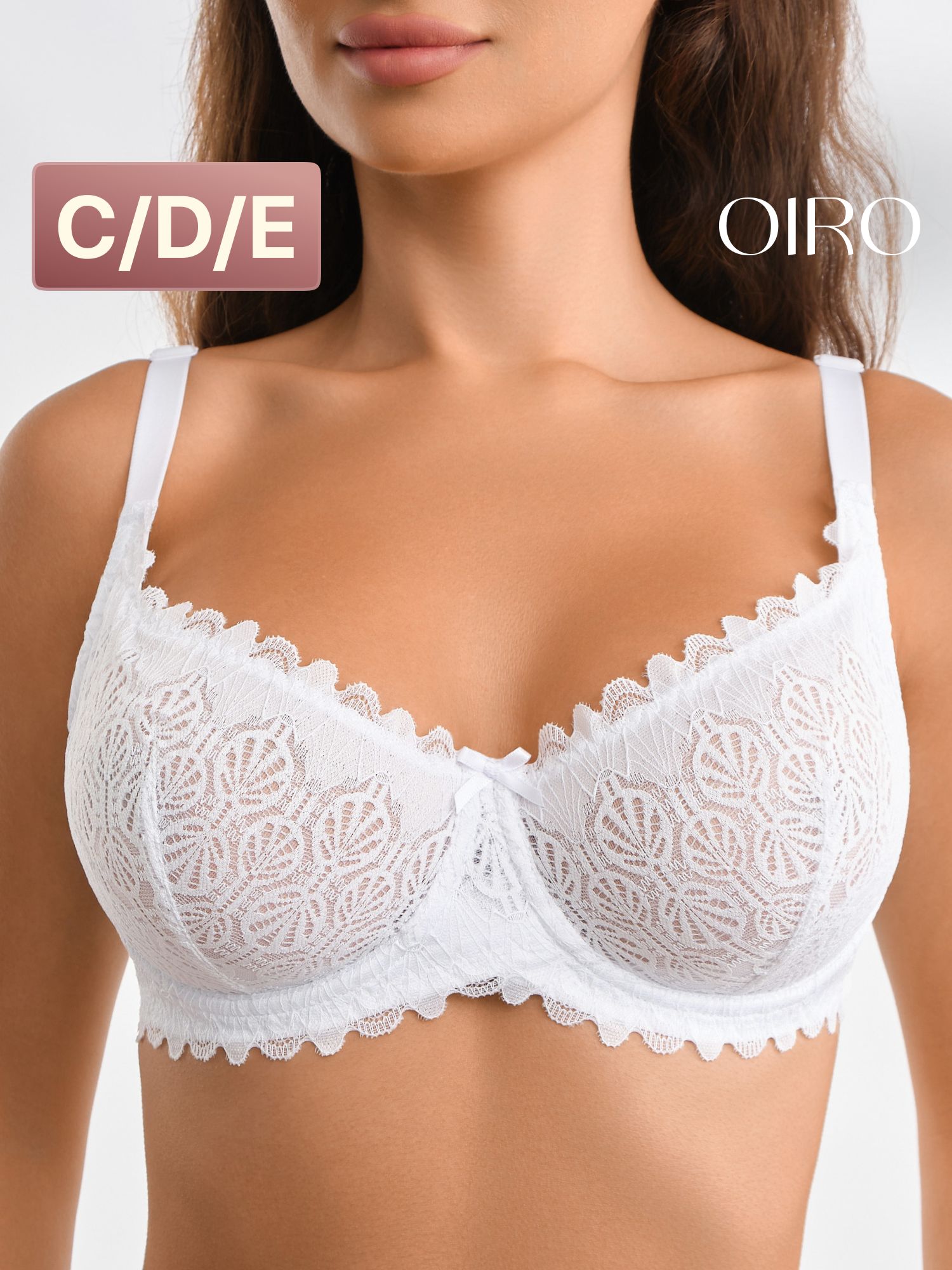 Бюстгальтер Женский OIRO с мягкой чашкой, размер 100D белый Нейлон, Эластан Повседневный Китай ...