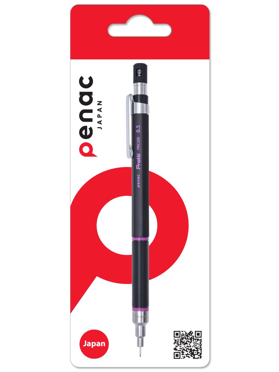 Карандаш механический Penac PROTTI PRC, 0,5мм, HB, черный с малиновым ...