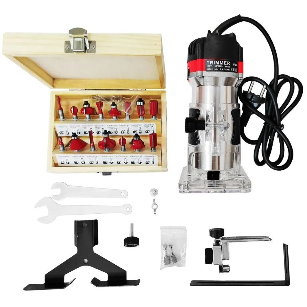 Фрезер электрический, 800Вт , цанга 6.35 мм и 15 фреза по дереву ...