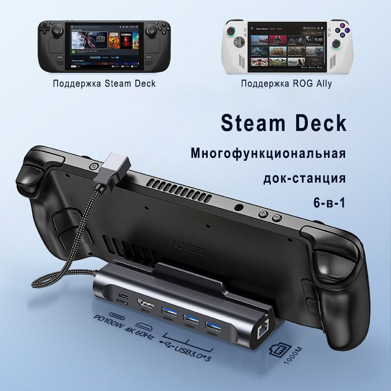 Док станция для Steam Deck, ROG Ally, подставка - USB 3.0/ 4K 60HZ ...