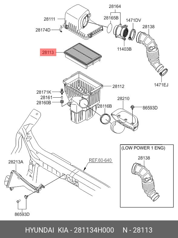 Фильтр воздушный Hyundai-KIA 28113-4H000 купить на OZON по низкой цене ...