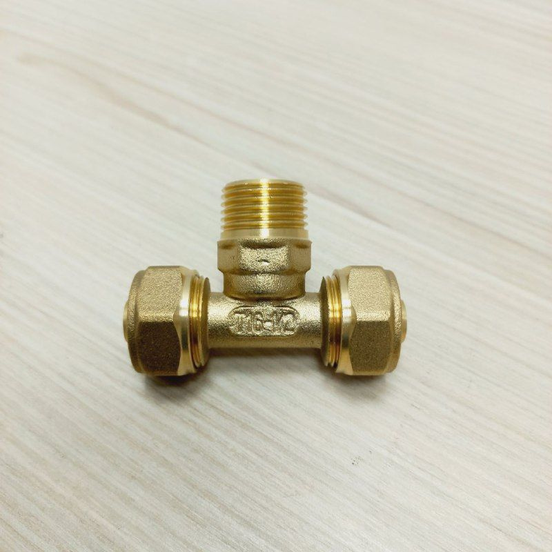 Обжимной тройник 16х1/2" н/р х16, Hydrosta, цанговый, комбинированный ...