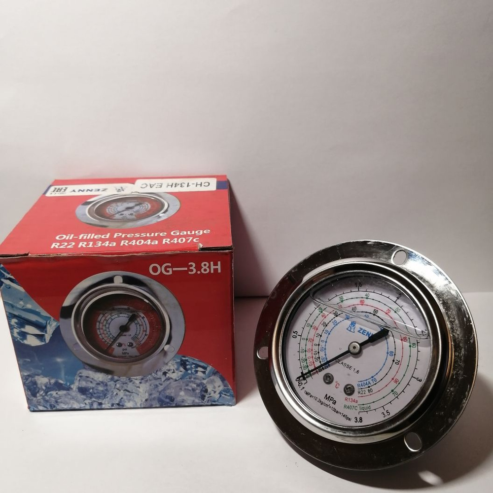 Манометр глицериновый CH-134H (высокого давления) (R404, R22, R407, R134; крепление на панель; 1 ...