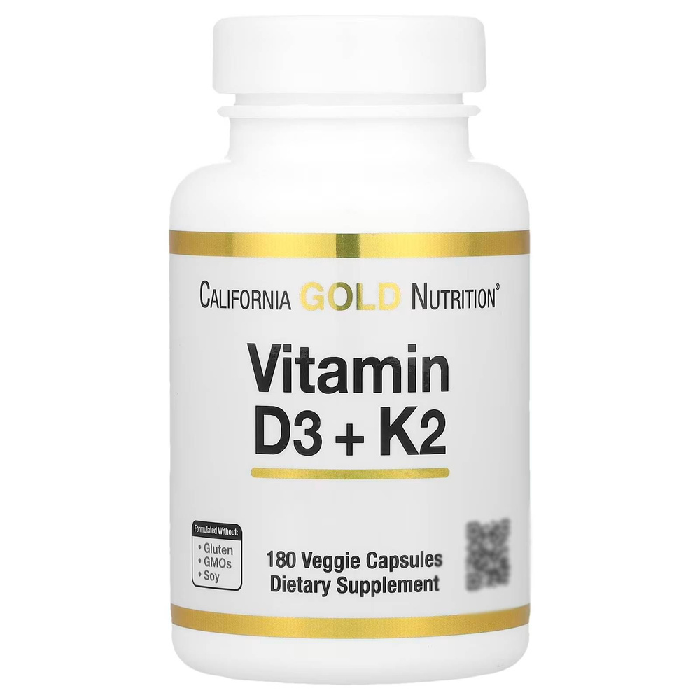 Витамин Д3 и К2, 180 капсул (вит Д 5000 МЕ, К 120 мкг), vitamin D3 ...