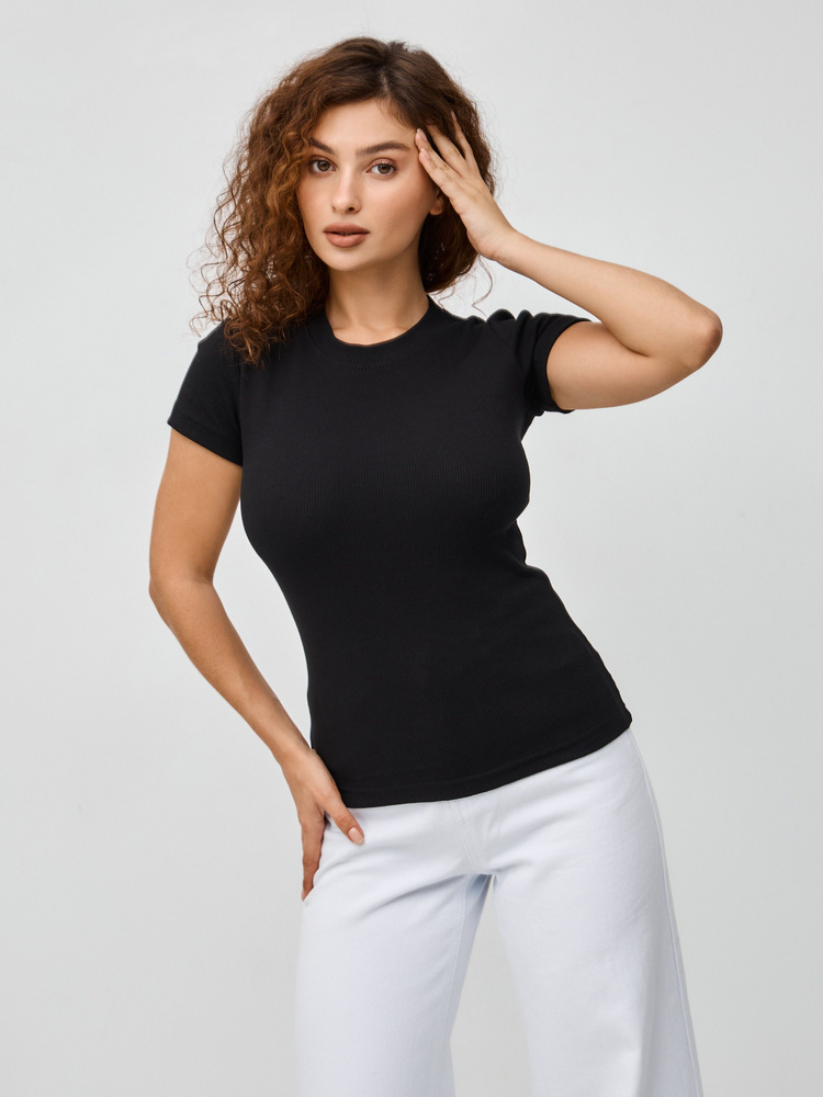 Футболка GLOY WEAR, размер 42, цвет черный, хлопок 95%, лайкра 5% ...