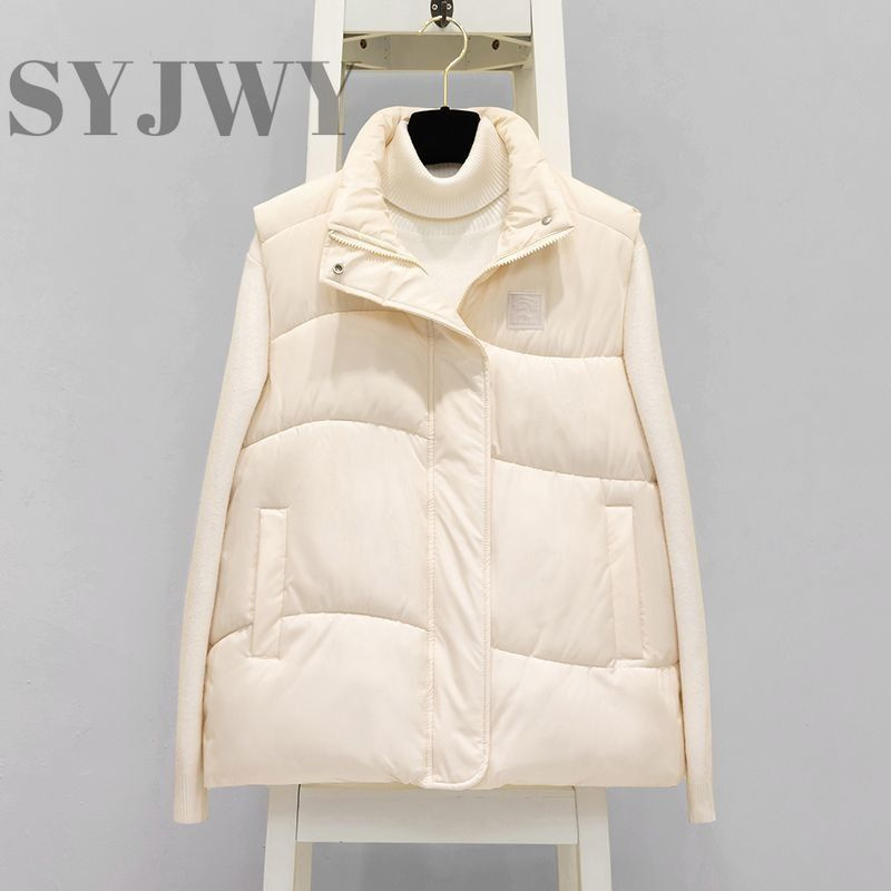 Жилет Женский SYJWY белый Лавсан, размер 48 Пряжки, Карманы приталенный с открытыми плечами ...