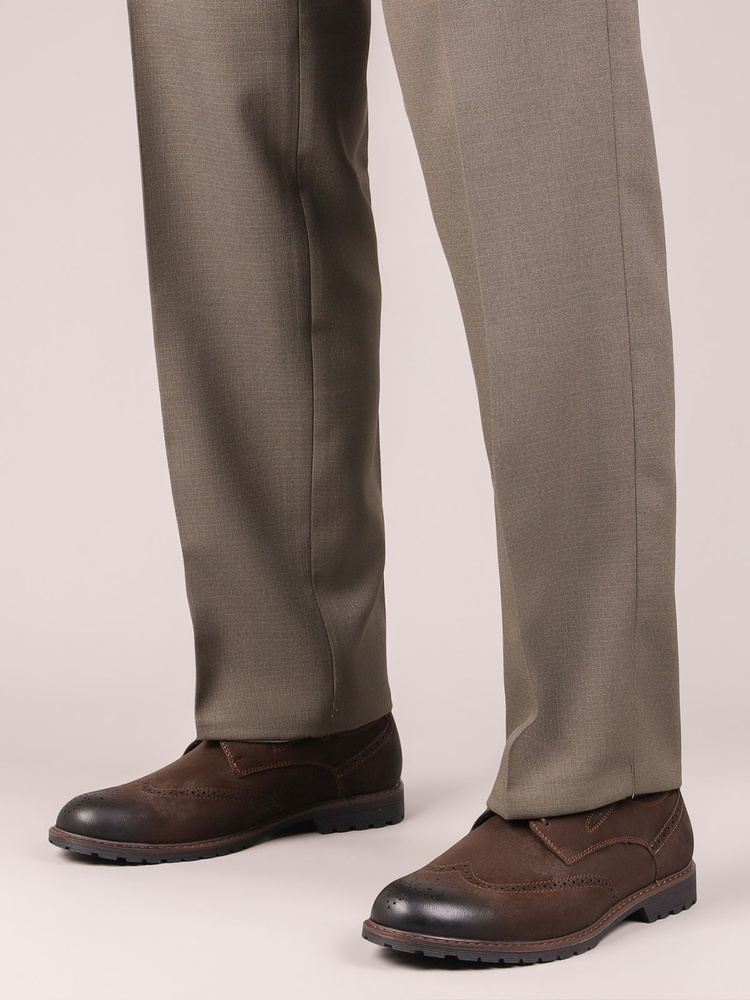 Туфли Мужской Instreet Нубук искусственный, размер 40 Толстый каблук 6 броги Россия Шнурки ...