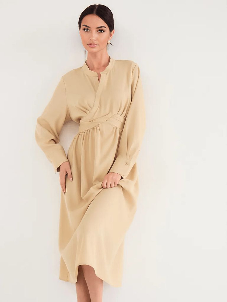 Платье Женский VITTORIA VICCI бежевый Вечерний/праздничный Длинный Полиэстер, Эластан, размер 44 ...