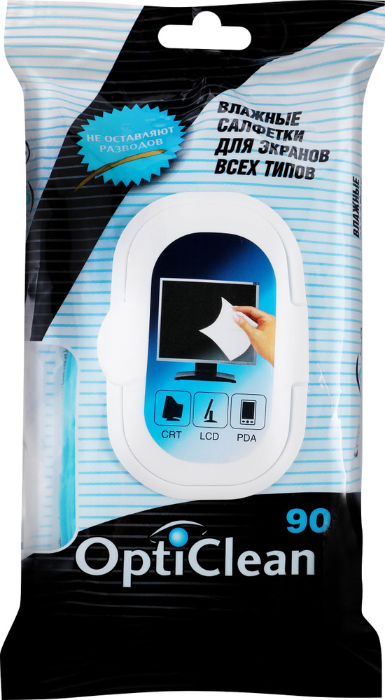 Салфетки влажные OPTI CLEAN для экранов всех типов,90шт купить на OZON ...