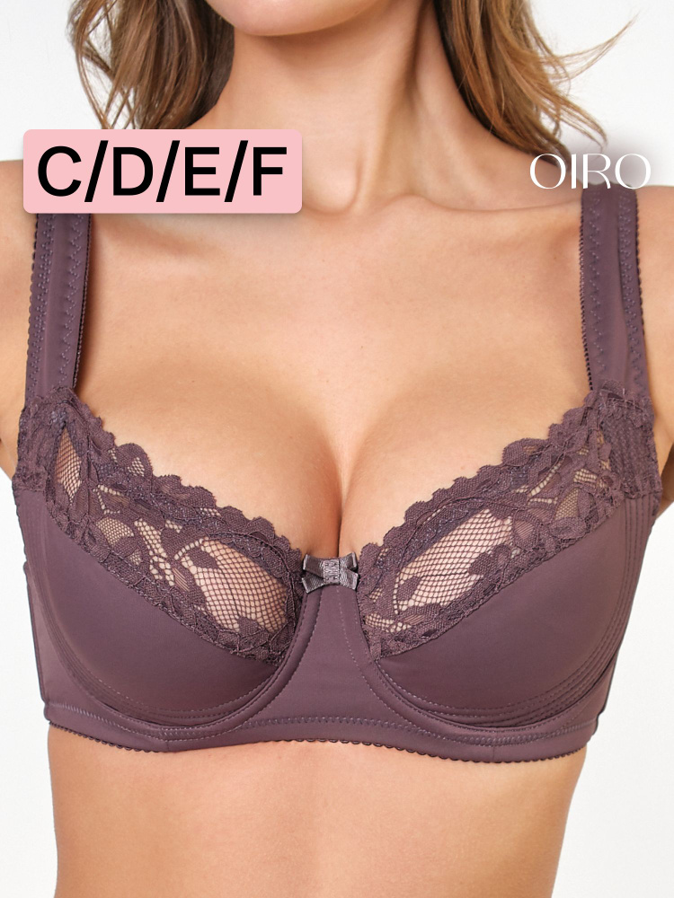 Бюстгальтер Женский OIRO мягкая чашка на каркасе, на косточках, размер 95D фиолетовый Нейлон ...