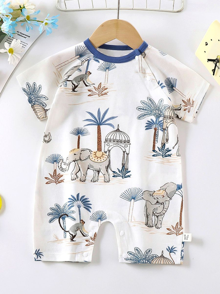 Песочник Девочки, Мальчики SYJWY, размер 74 Короткий Разноцветный Значки разноцветный Хлопок ...