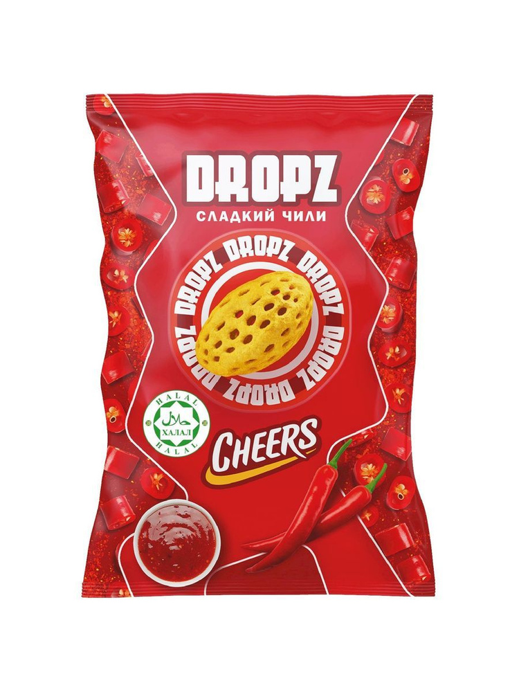 Кукурузные снеки Cheers Dropz воздушные со вкусом сладкий чили, 40г ...