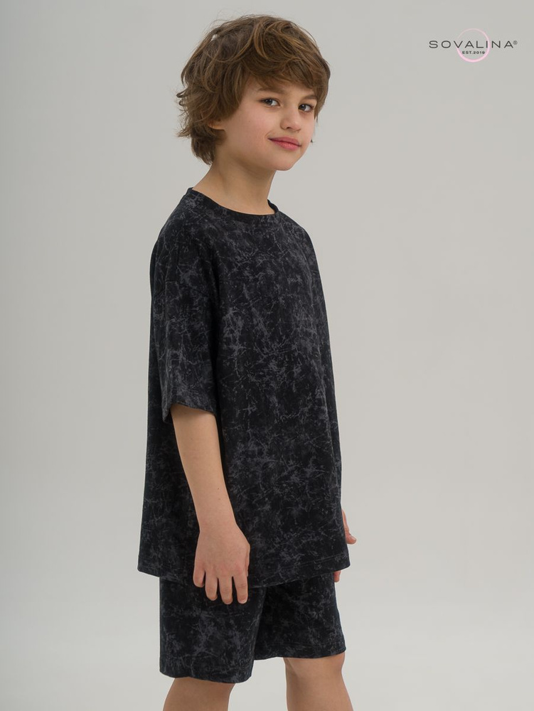 Комплект одежды Мальчики SOVAlina Повседневный с шортами, двойка темно-серый, размер 134 ...