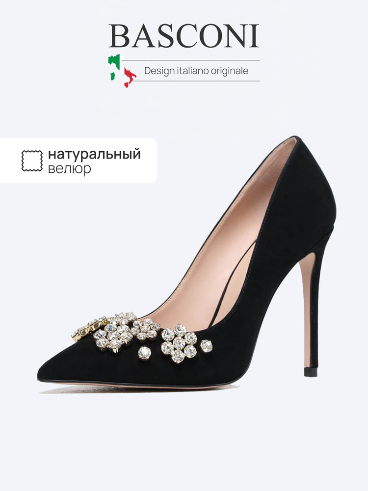 Туфли Женский BASCONI Велюр натуральный, размер 37 Стандартный высокий (выше 9 см) F Италия Без ...