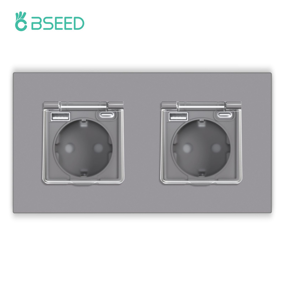 Розетка C крышкой влагозащищённая с Usb и Type C пластиковые панели