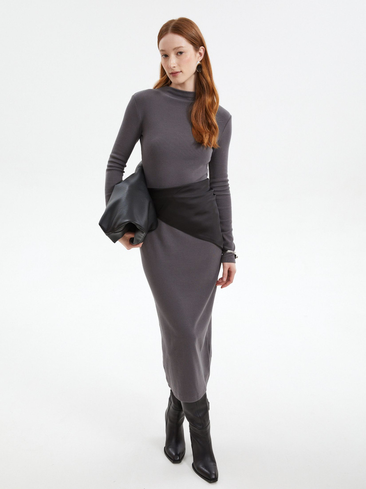 Платье Женский nice&easy серый Повседневный Длинный Хлопок, Полиэстер ...