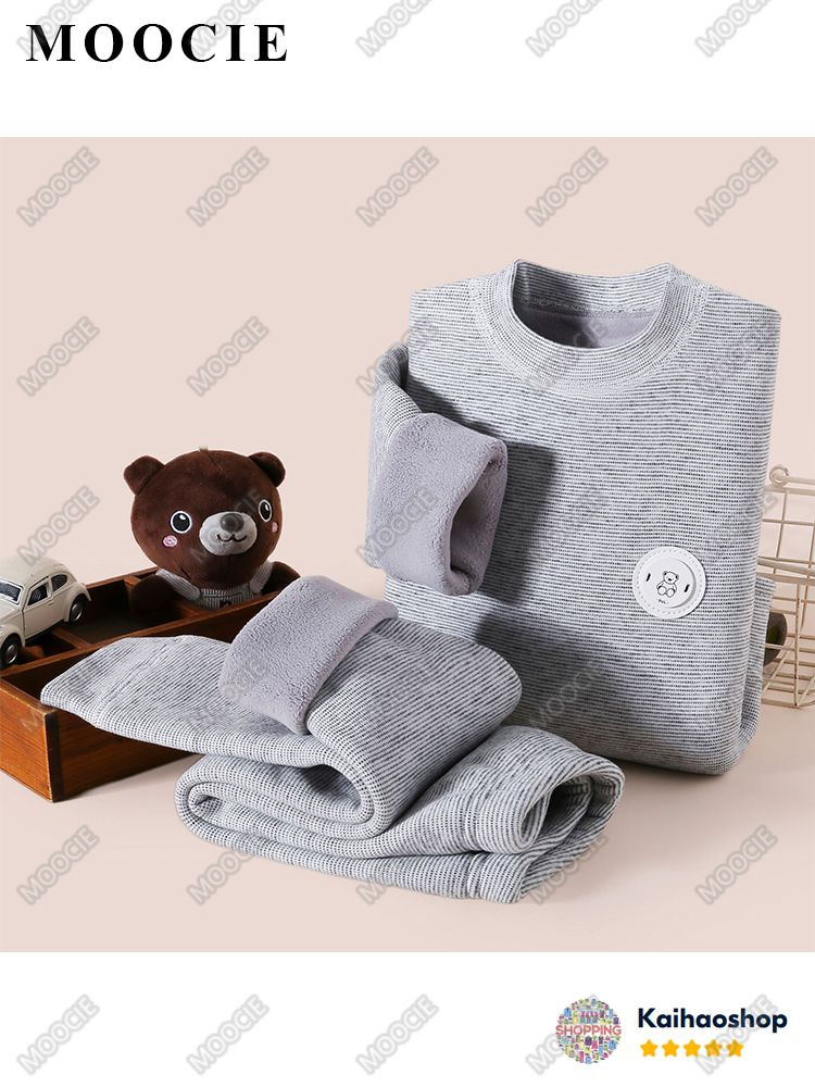 Комплект термобелья Девочки, Мальчики MOOCIE, размер 130 Зима Хлопок серый Повседневный Китай ...