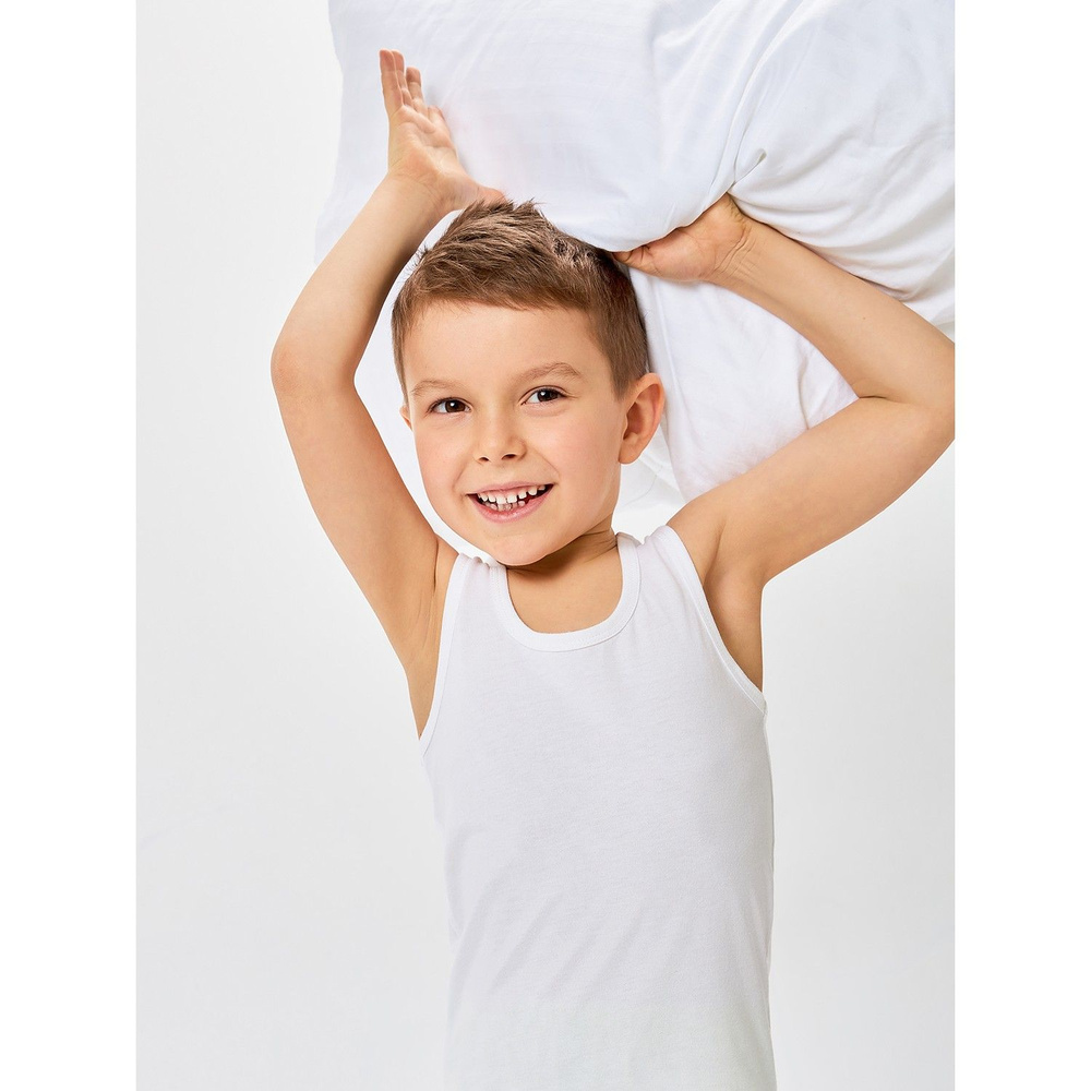Майка бельевая Мальчики Acoola белый Трикотаж Повседневный, размер 146, 152 Китай Однотонный ...