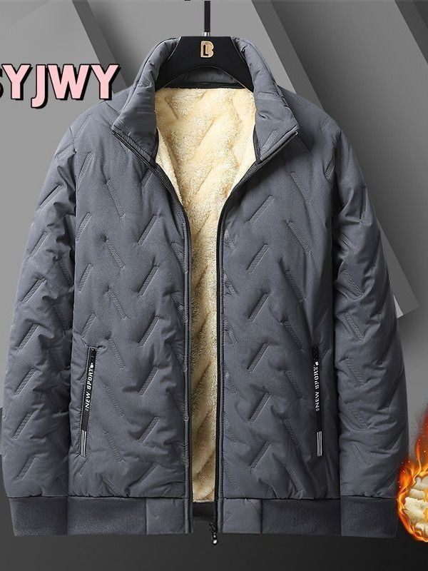 Куртка Мужской SYJWY серый V-образный Полиэстер, Лана, размер 60 Длинный Зима Шерсть Китай ...