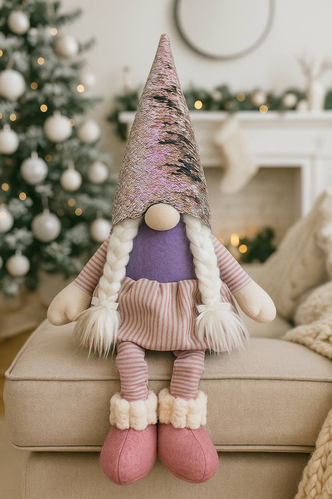 Гном с косичками FACKELMANN Deco Розочка в платье, 72 см, интерьерный ...