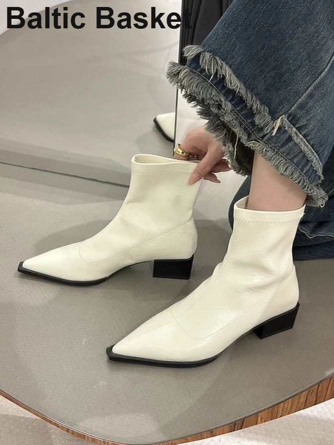 Сапоги Женский SYJWY полусапоги, размер 38 бежевый На любой сезон Стандартный низкий (до 4 см ...