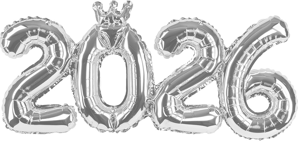 Набор фольгированных шаров - цифр "2026". Шарики надпись "2026", цвет серебро, 36*80 см купить c ...