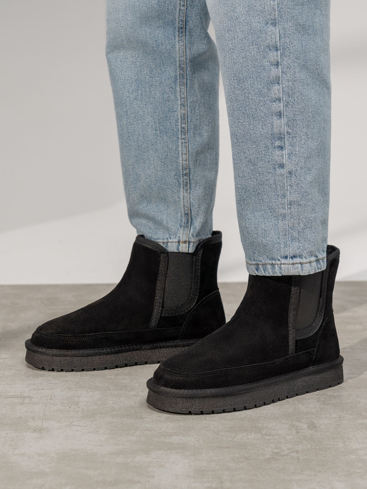 Угги Мужской Keddo черный Зима Без застёжки 6 Великобритания Закрытый нос купить c доставкой на ...