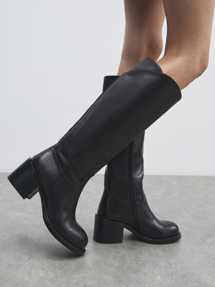 Сапоги Женский TENDANCE, размер 39 черный Зима R (средняя) Толстый каблук Франция купить c ...