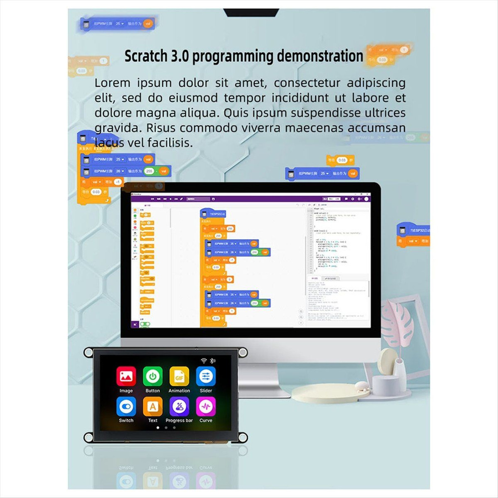 Модуль ESP32-S3 8M PSRAM 4M FLASH 4,3-дюймовый IPS HD LCD 480x270 (A ...