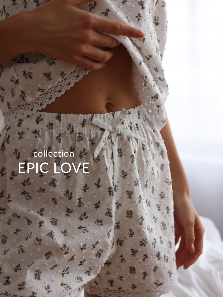 Пижама my EPIC LOVE комплект шорты и майка 100% хлопок, женская, для ...