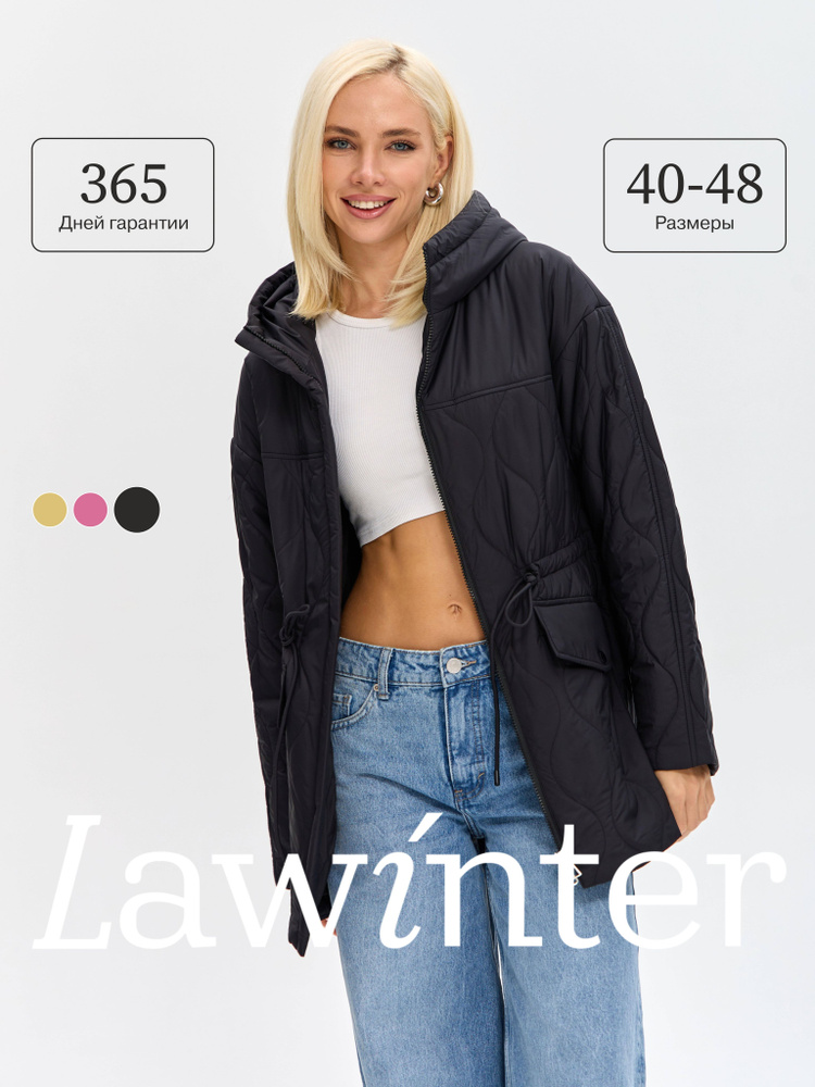 Куртка LAWINTER, женская, демисезонная, чёрная, из полиэстера, до бедра ...