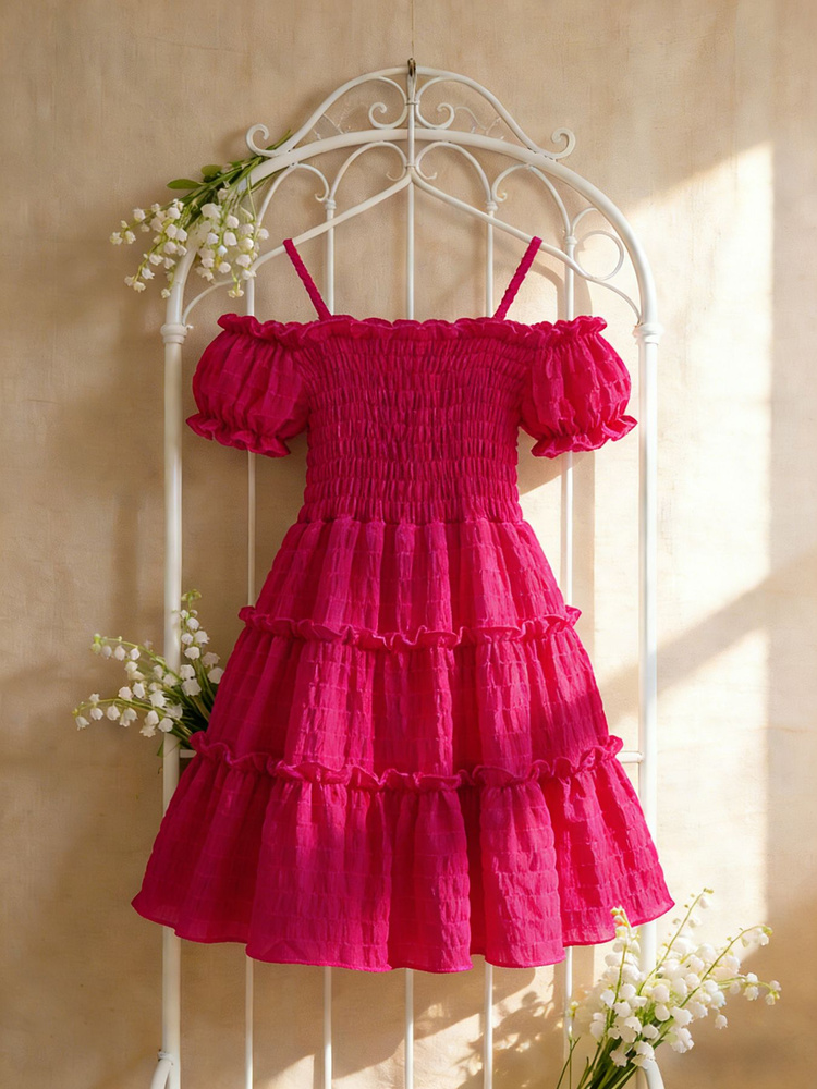 Платье Девочки маджента с открытыми плечами Вечерний/праздничный ...