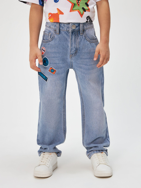 Джинсы Мальчики Acoola голубой Текстиль, размер 104 прямой Молния, Пуговицы Средняя Карманы ...