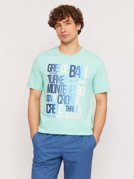 Футболка Мужской Zolla зеленый, размер 48 Хлопок Повседневный Узбекистан, рост 182-188 купить c ...